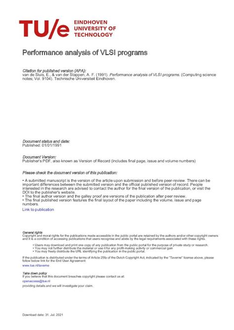 Pdf Performance Analysis Of Vlsi Programs Pureperformance Analysis