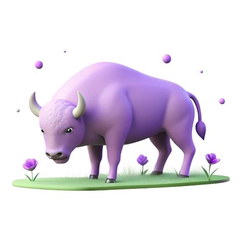 A Purple Bull With A Purple Tail Stands In The Grass Premium Ai