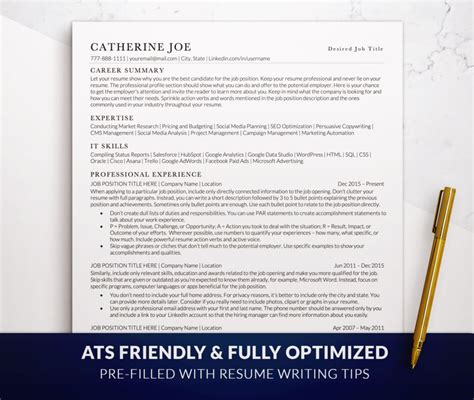 ATS Friendly Resume Template Catherine BestResumes Co