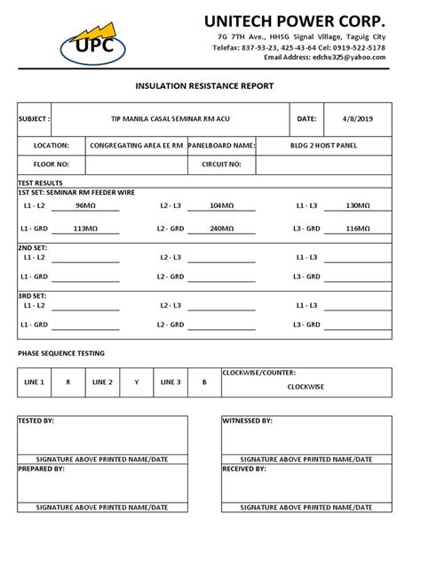 Insulation Resistance Testing Pdf Electric Power Electromagnetism