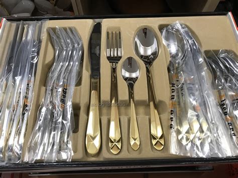 Комплект прибори за хранене 24 части със златни дръжки Съдове Сервизи Прибори Банкя