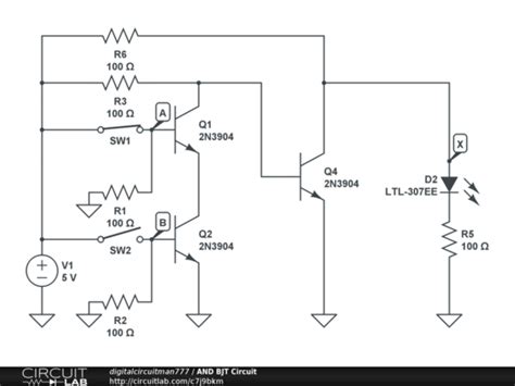 And Bjt Circuit Circuitlab