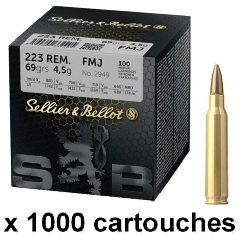 Sellier And Bellot Cal223 Rem Fmj 69gr 1000 Munitions Sur Armurerie