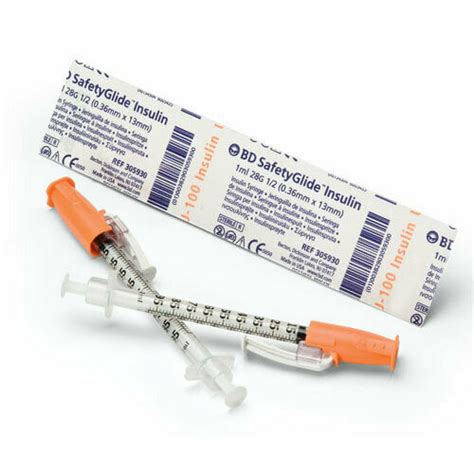 Bd Safetyglide Insulin Syringe 1ml 29g X ½ With Safety Needle Box O