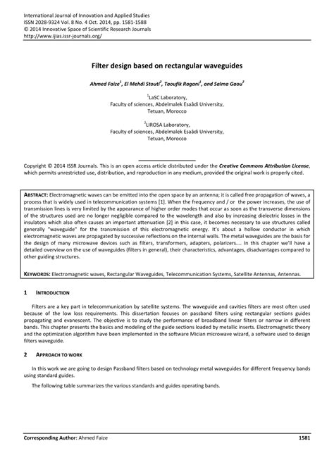 Pdf Filter Design Based On Rectangular Waveguides