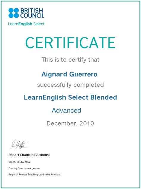 Certificate British Council Pdf