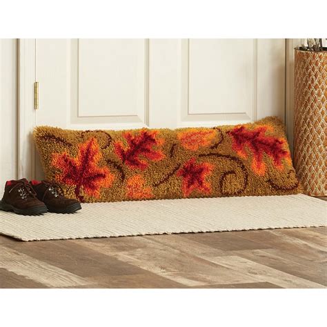 Herrschners Swirling Leaves Draft Dodger Latch Hook Kit Color