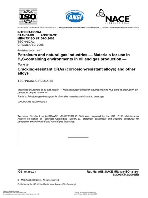 Nace Mr0175 2008 Petroleum And Natural Gas Industries Materials For