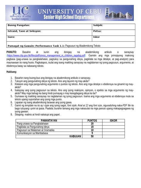 Performance Task 11 2 Pdf