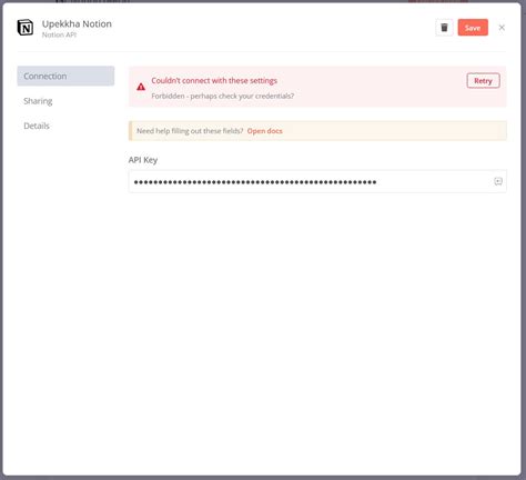 Connection To Notion Api Using Key Is Failing Questions N N Community