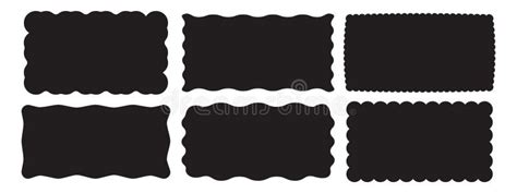 Set Of Rectangular Frames With Jagged Wavy Scalloped And Zigzag Edges Rectangle Jagged Curved