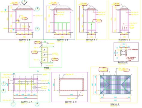 Different Section Of Structure In Detail Autocad 2d Drawing Dwg File Cad File Cadbull