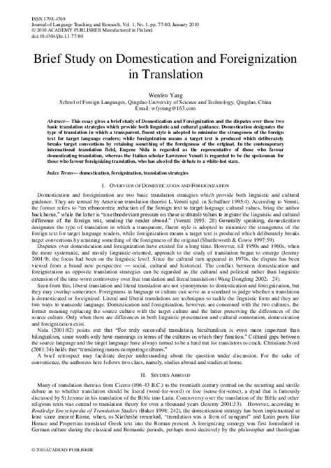 Pdf Brief Study On Domestication And Foreignization In Translation
