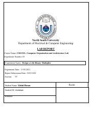 CSE332L Lab 3 Report Pdf North South University Department Of Electrical Computer
