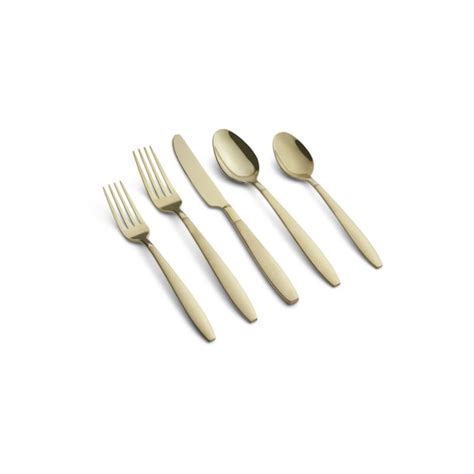 Graze By Cambridge Mathison Champagne Sandmirror 45 Piece Stainless Steel Flatware Set Service
