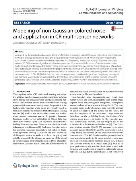 PDF Modeling Of Non Gaussian Colored Noise And Application In CR Multi Sensor Networks
