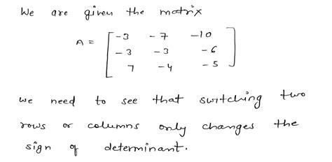 answered for the matrix below verify that switching 2 rows or two