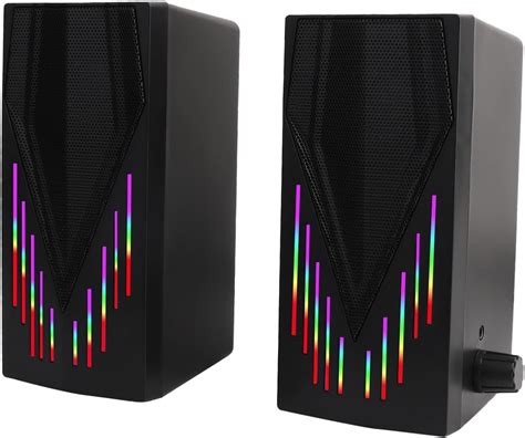 Amazon Com Llevtic Computer Speakers Desktop Speakers With Colorful Rgb Lights Volume