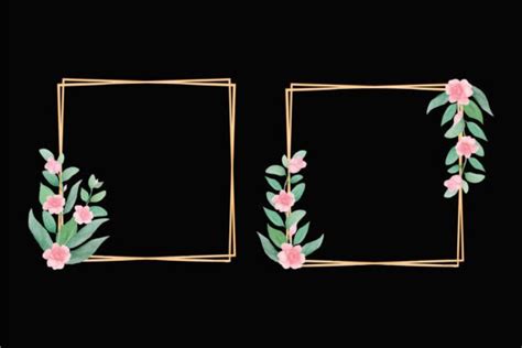 Elegant Watercolor Square Floral Frames Graphic By Sohagshantonur · Creative Fabrica