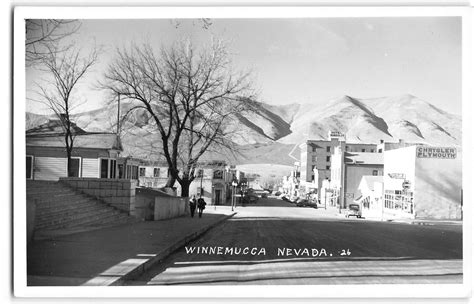 Nevada Rppc Winnemucca Street Scene Chrysler Plymouth C1940s Vintage