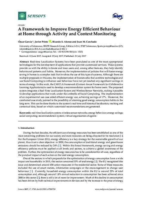 Pdf A Framework To Improve Energy Efficient Behaviour At Home Through