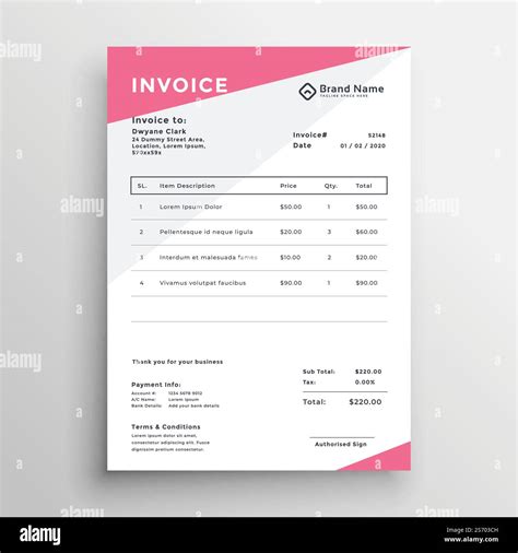 Elegant Invoice Quotation Template Design Stock Vector Image And Art Alamy