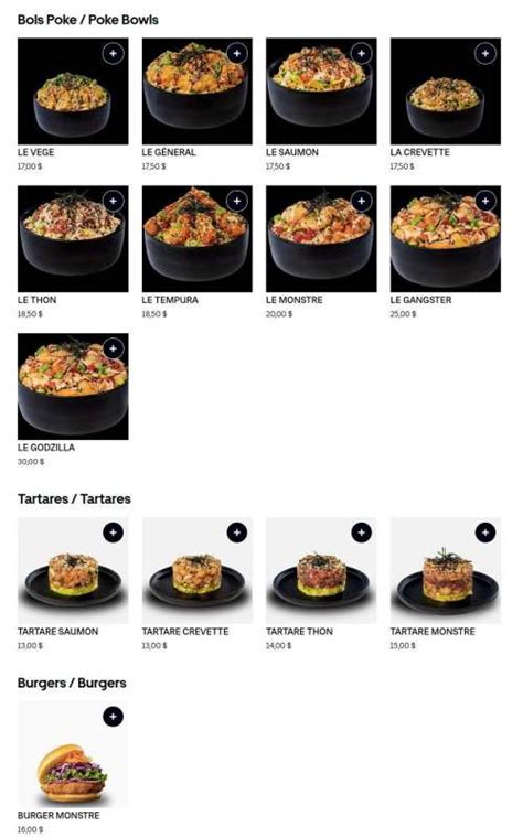 Poke Monster St Charles Menu In Kirkland Quebec H9h 3b5 Canada