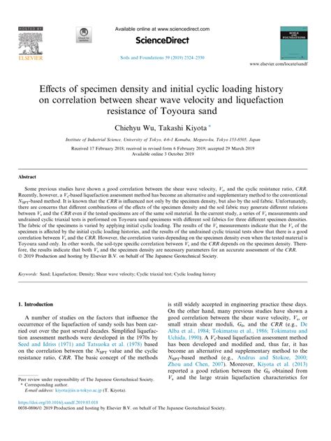 Pdf Effects Of Specimen Density And Initial Cyclic Loading History On