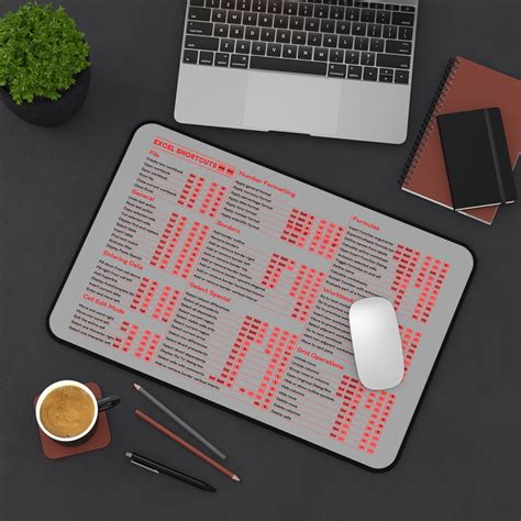 Excel Shortcuts Desk Mat Excel Super Shortcuts Mouse Pad Etsy