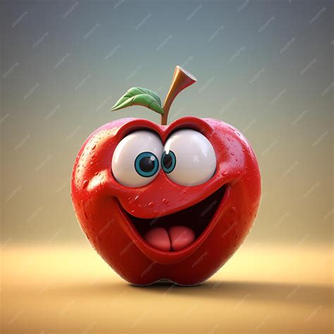 Premium Ai Image Funny Cartoon Apple With A Huge Smile Isolated On Light Background Cute