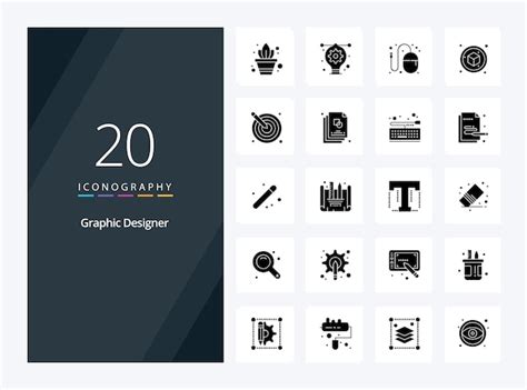 Free Vector 20 Graphic Designer Solid Glyph Icon For Presentation