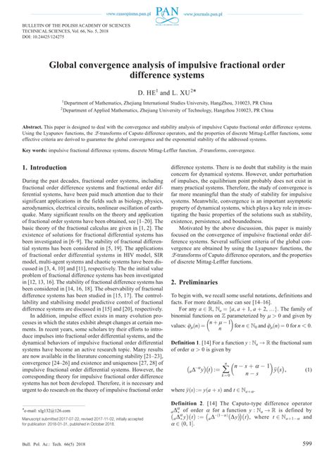 Pdf Global Convergence Analysis Of Impulsive Fractional Order Difference Systems