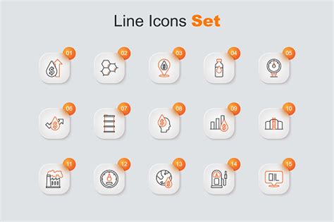 세트 라인 워드 오일 휘발유 주유소 달러 기호가 있는 오일 드롭 모터 게이지 및 산업 공장 탱크 저장 파이 차트 및 아이콘 벡터 0명에 대한 스톡 벡터 아트 및 기타 이미지