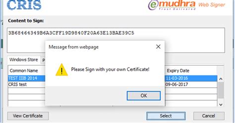 Please Sign With Your Own Certificate Error Message On Ireps Website
