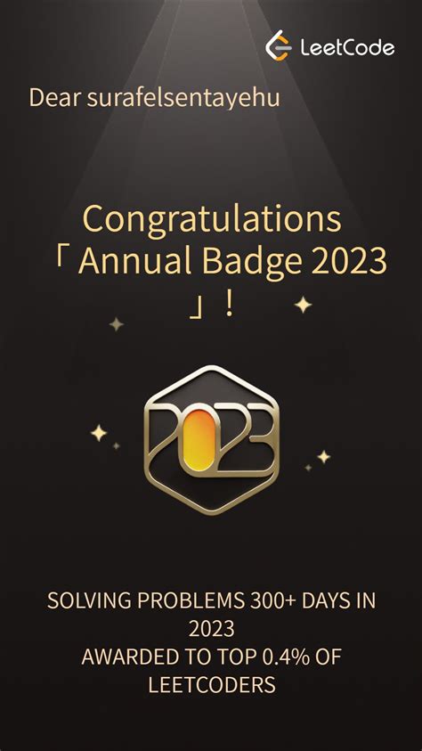 Excited To Share My Cool Leetcode Annual Badge 2023 Award For Solving