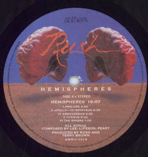 Rush Hemispheres Brain Lbl Poster Canadian Vinyl Lp Album Lp