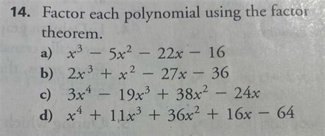 Solved 4 Factor Each Polynomial Using The Factor Theorem