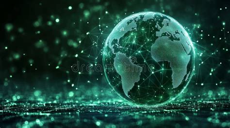 Visualization Of A Digital Globe Representing Global Connectivity And Data Flow In A High Tech