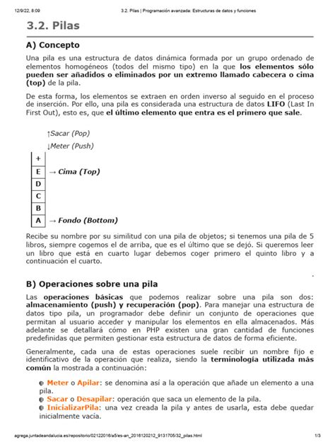 32 Pilas Programación Avanzada Estructuras De Datos Y Funciones