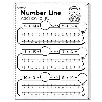 Number Line Addition Within 30 Worksheets Adding On A Number Line