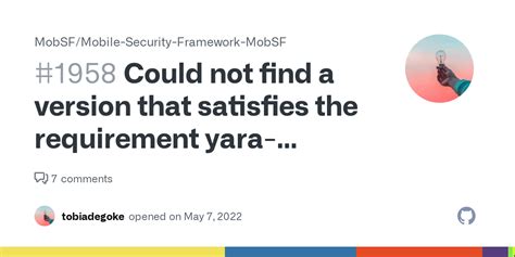 could not find a version that satisfies the requirement yara python dex