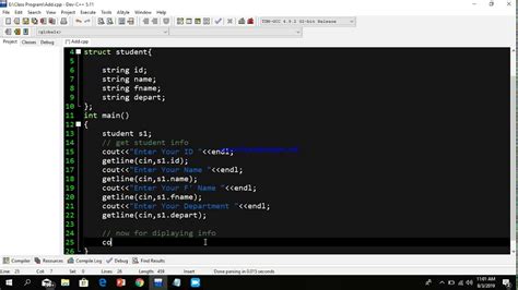 C Program To Store And Display Information Using Structure Youtube