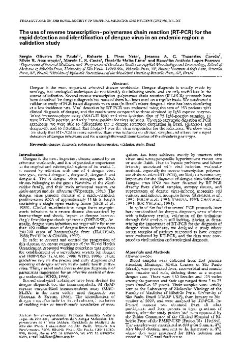 Pdf The Use Of Reverse Transcription Polymerase Chain Reaction Rt Pcr For The Rapid
