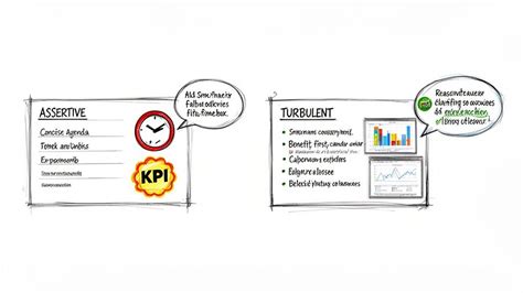 Two Contrasting Diagrams Show Assertive With A Clock And Kpi And
