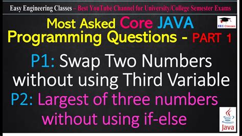 Java Programs Swap Two Numbers Without Third Variable Largest Of 3
