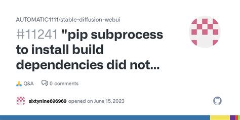 Pip Subprocess To Install Build Dependencies Did Not Run Successfully