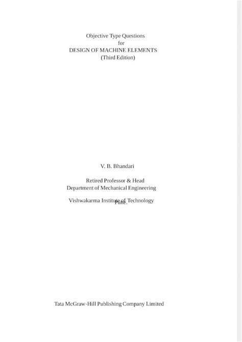 Pdf Objective Type Questions With Answers Machine Design By V B Bhandari Dokumen Tips