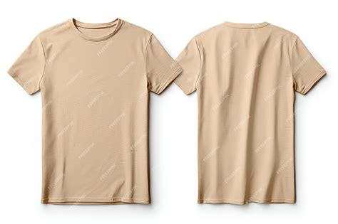 Premium Photo Minimalist Essential Captivating Beige Tshirt Mockup Front And Back Isolated