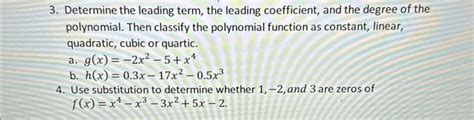 Solved Determine The Leading Term The Leading Chegg Com