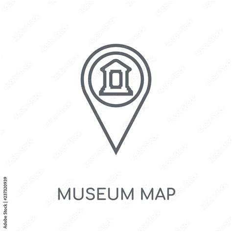 Museum Map Linear Icon Modern Outline Museum Map Logo Concept On White